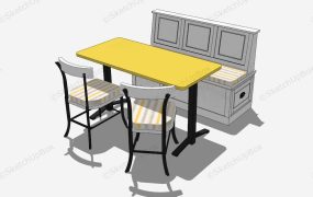 Restaurant Booths SketchUp 3D Model .skp File Download - SketchupBox